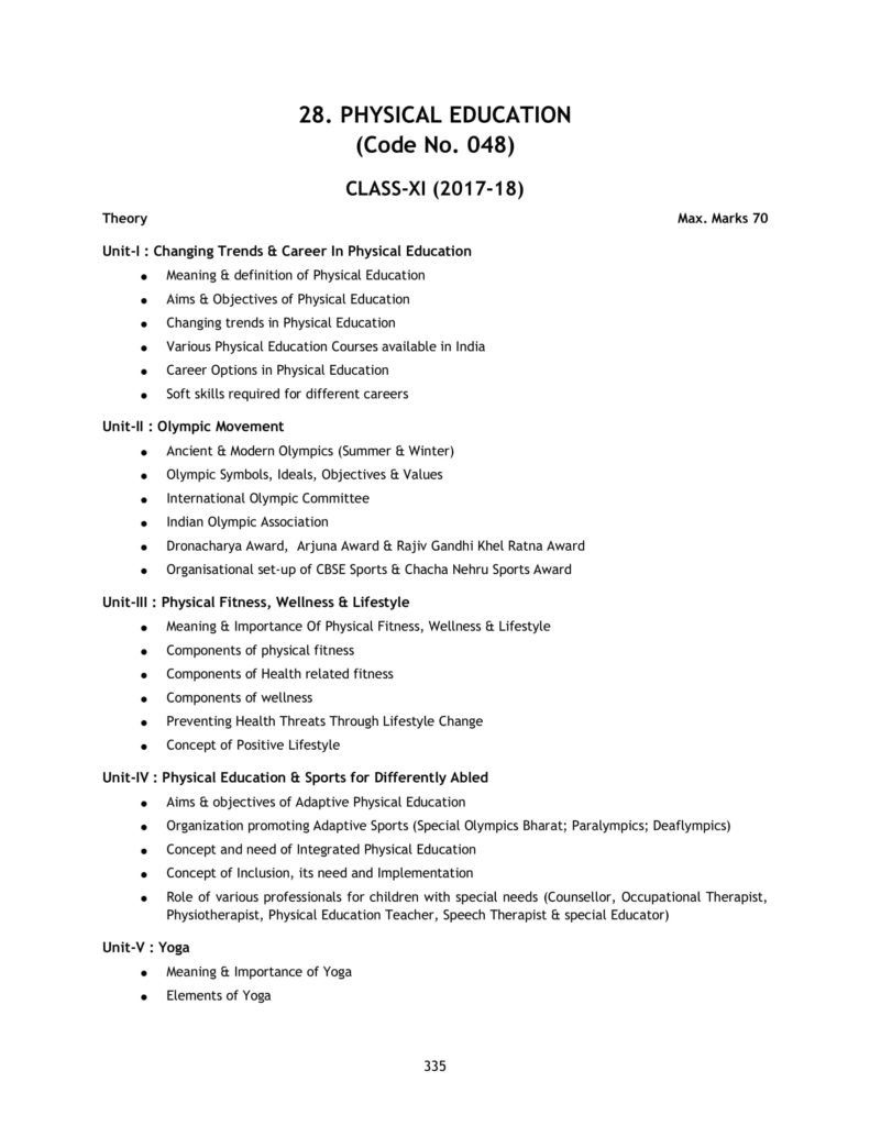 CBSE Syllabus For Class 12 Physical Education PET 2019 2020 NCERT CBSE Syllabus For Class 12 Physical Education PET 2019 2020 NCERT