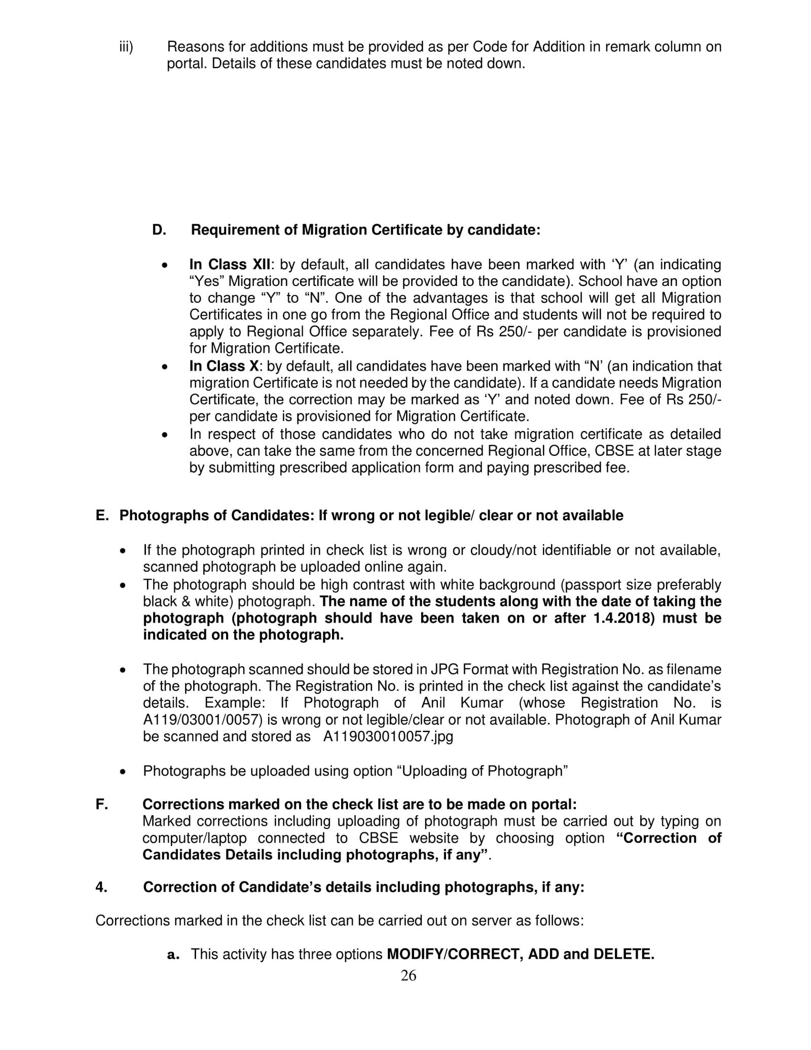 CBSE Board Registration for Class 10, 12 2019 - Online LOC