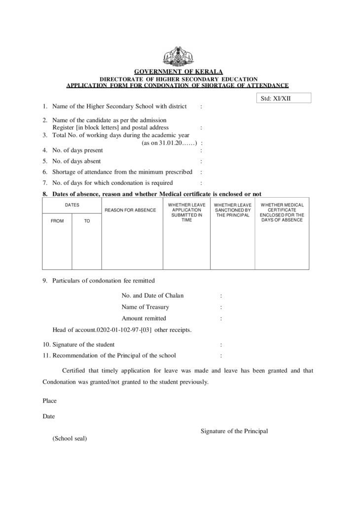 Examination Forms for Kerala Board Class 10, 12 - DHSE Downloads First ...