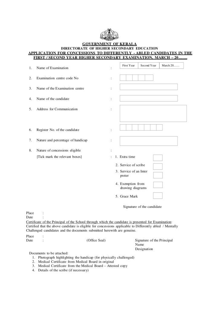 Examination Forms for Kerala Board Class 10, 12 - DHSE Downloads First ...