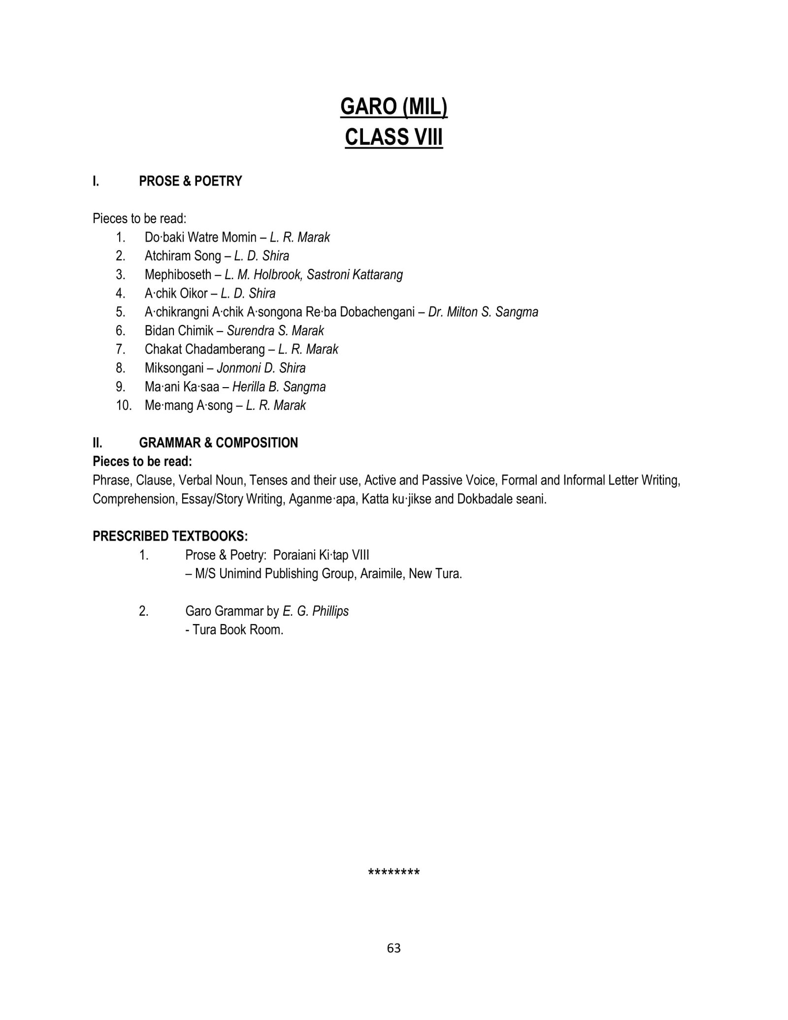 MBOSE Syllabus Class 7 8 Meghalaya Board Syllabus VII VIII PDF