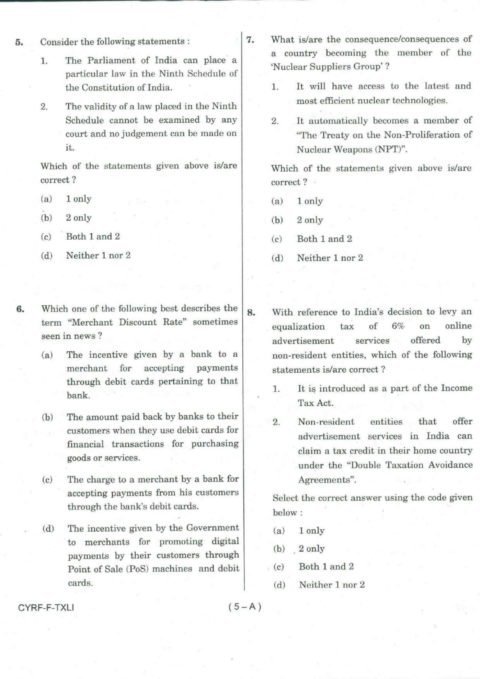 IAS Preliminary Question Papers General Studies 1 2018 - UPSC Civil ...