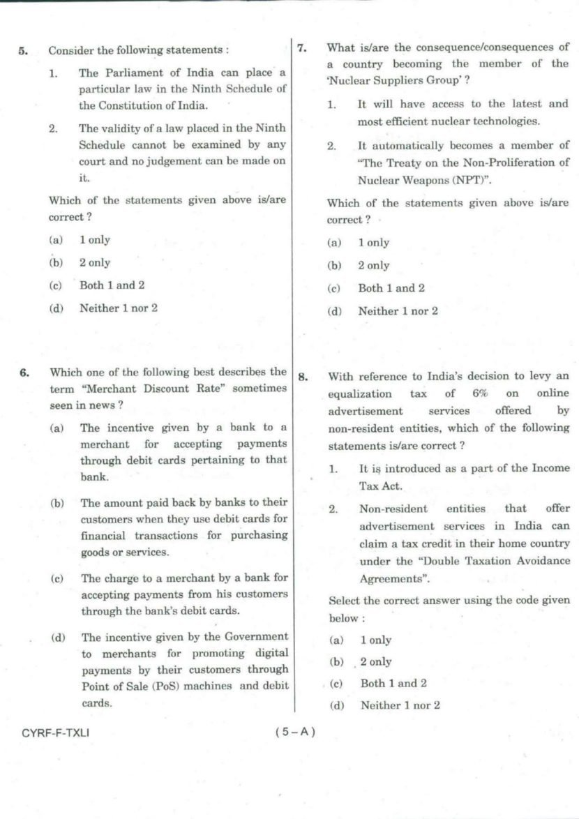 IAS Preliminary Question Papers General Studies 1 2018 - UPSC Civil ...