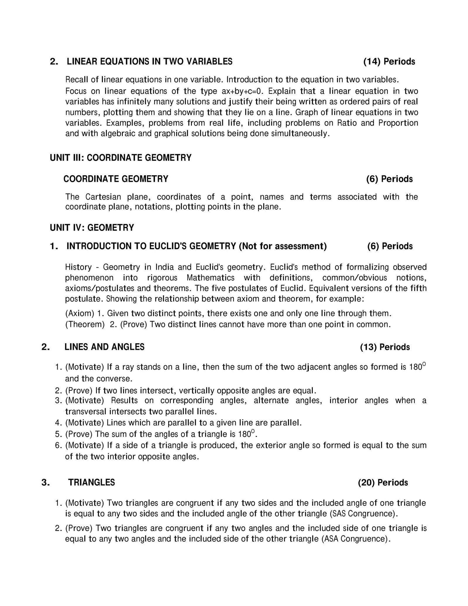 Maths CBSE Syllabus Class 9 - 10 2019 - 2020