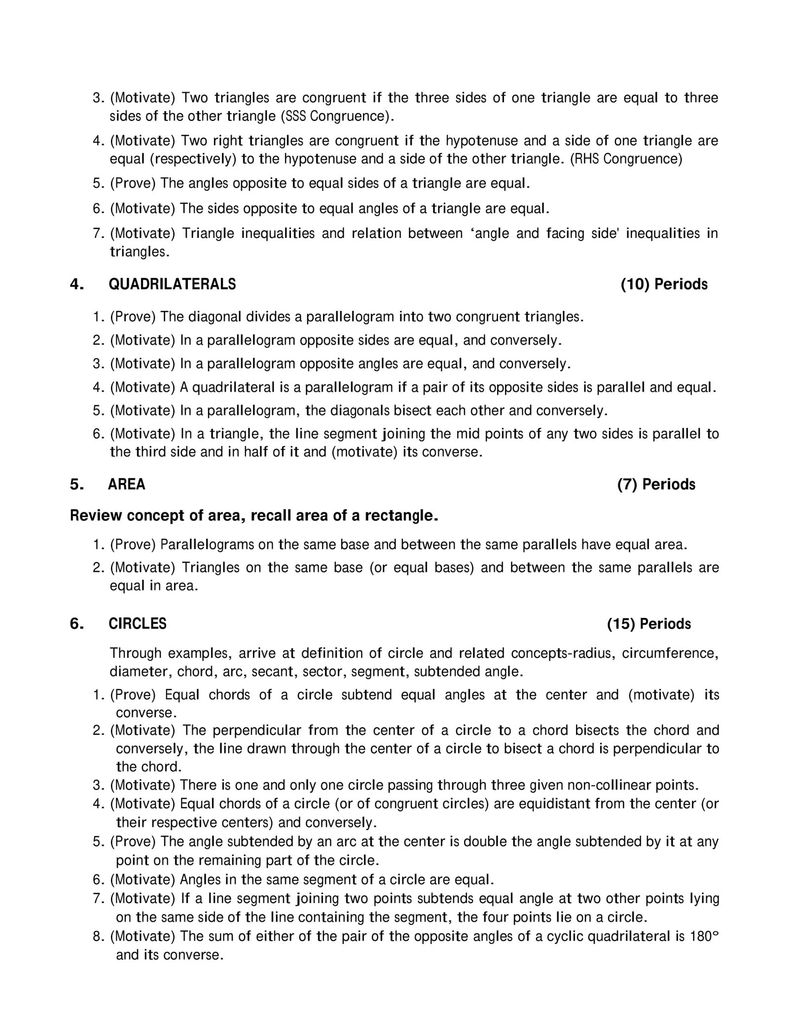 Maths CBSE Syllabus Class 9 - 10 2019 - 2020