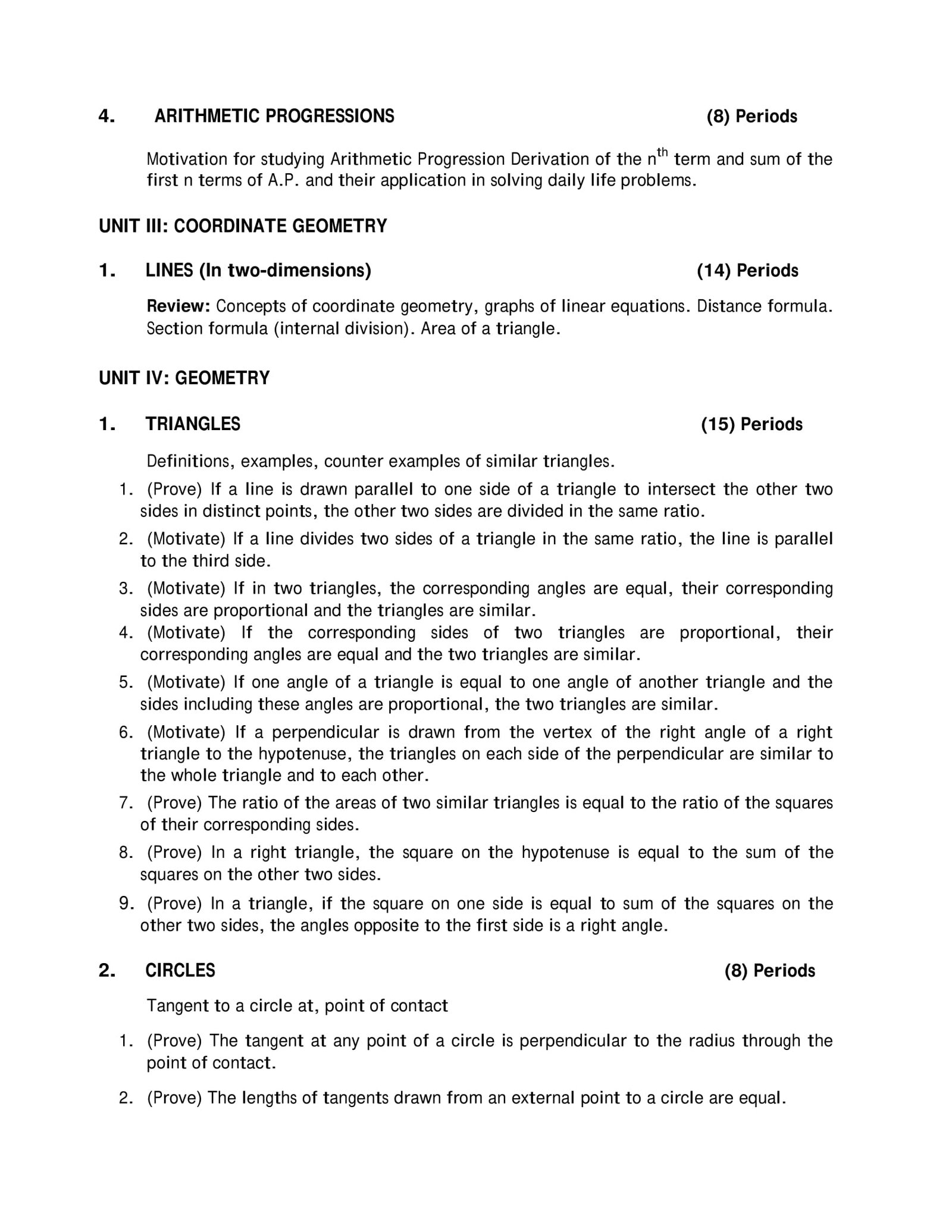 Maths CBSE Syllabus Class 9 - 10 2019 - 2020