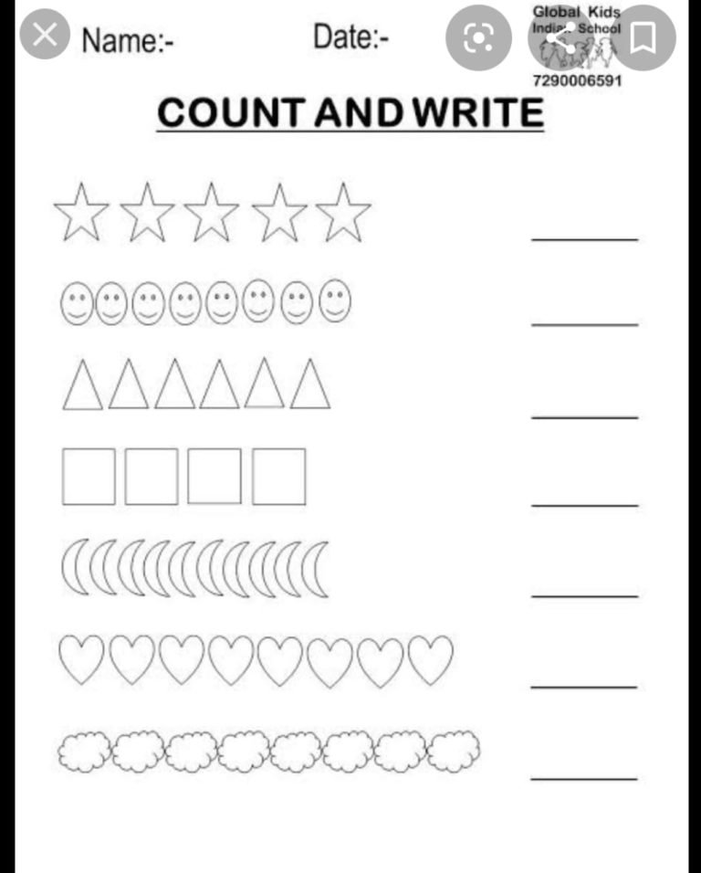 Maths Pre-Primary Online Classes, CBSE Worksheets