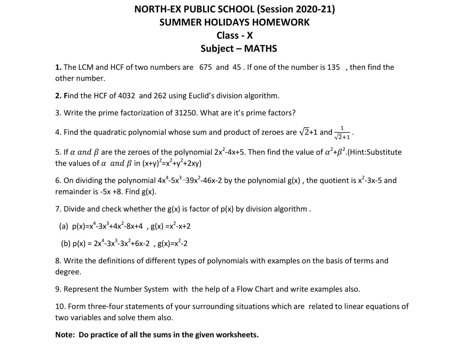 Summer Vacation Holiday Homework Class 5 6 7 8 9 10 11 12 Summer Vacation Holiday Homework Class 5 6 7 8 9 10 11 12
