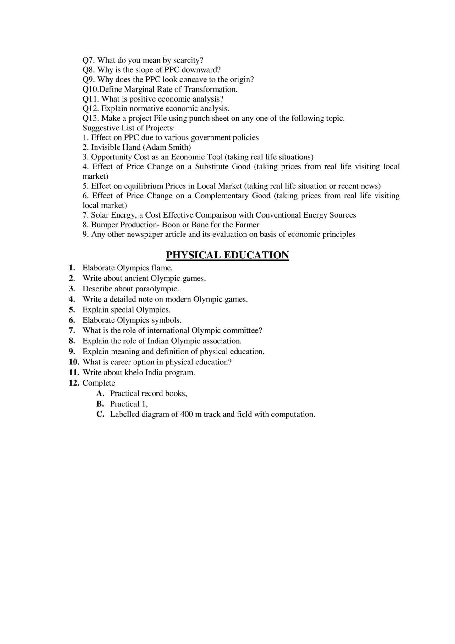 Summer Vacation Holiday Homework for Class 11