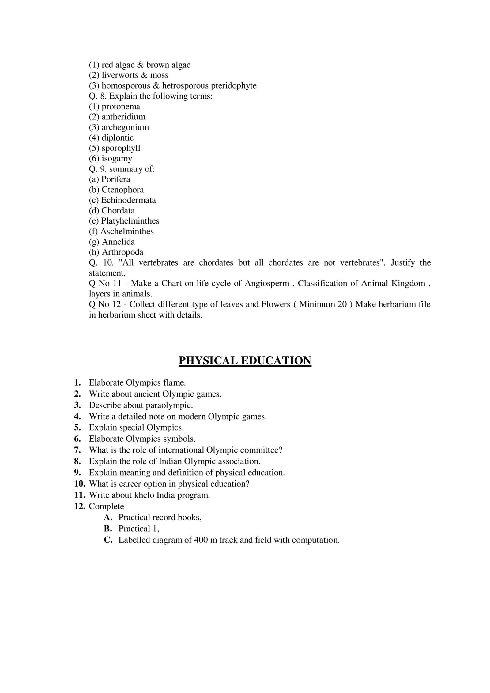 Summer Vacation Holiday Homework for Class 11