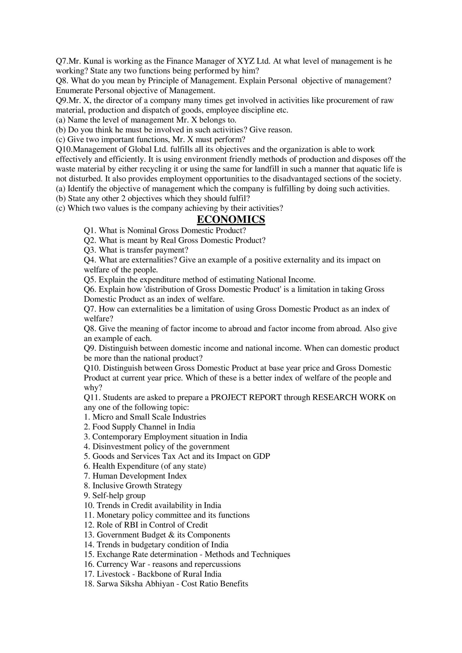 Summer Vacation Holiday Homework for Class 12