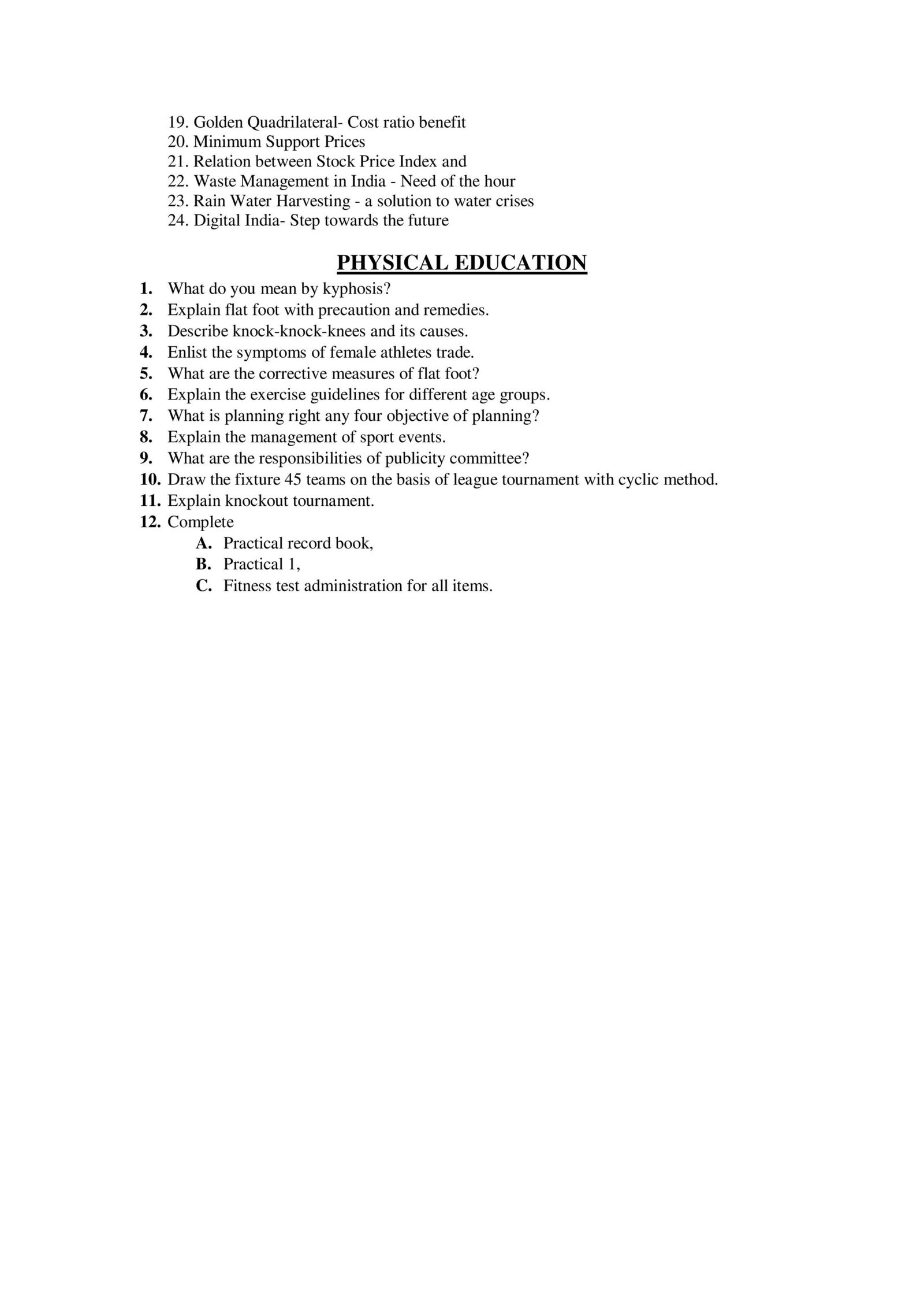 Summer Vacation Holiday Homework for Class 12